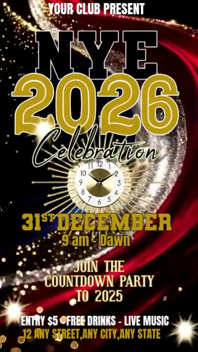 White 3d New Year Eve Party Digital Display (9:16) Template | PosterMyWall
