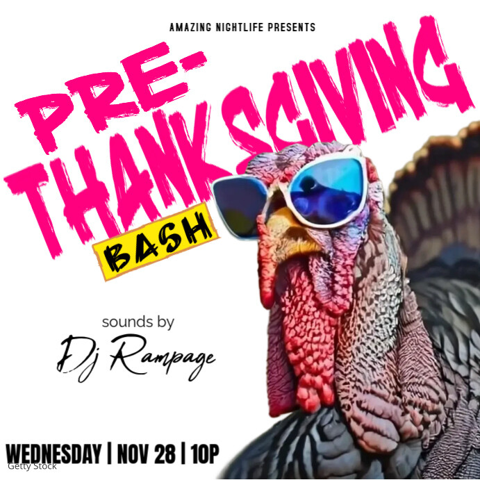 Copy of White 3D Pre-Thanksgiving Party Flyer | PosterMyWall