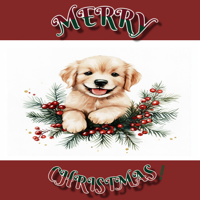 White 3d Puppy Merry Christmas Template Instagram Post | PosterMyWall