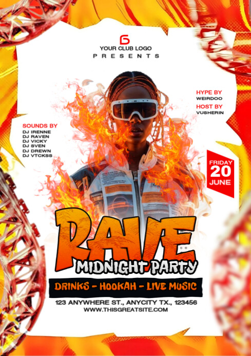 Copy of White 3d Rave Midnight Party A4 | PosterMyWall