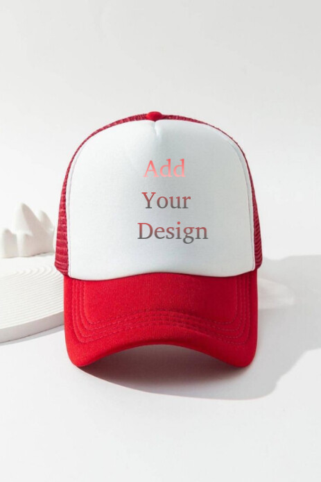 Copy of White 3d Red And White Mockup Cap Pinterest Graphic | PosterMyWall