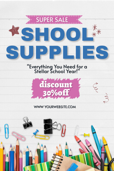 Copy of White 3d School Supplies Poster | PosterMyWall