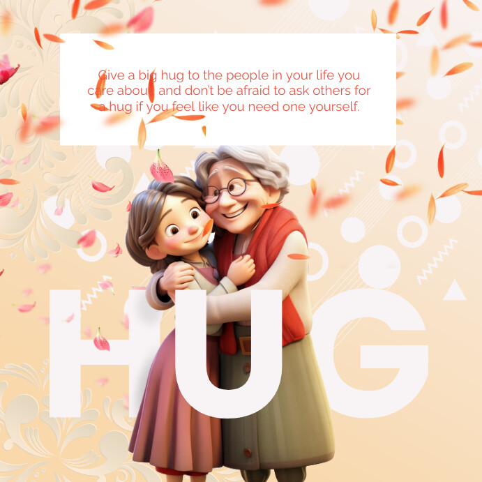 White 3d Share A Hug Day Instagram Post Template | PosterMyWall
