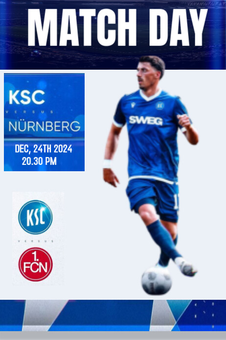 White 3d Soccer Match Day Poster Template | PosterMyWall