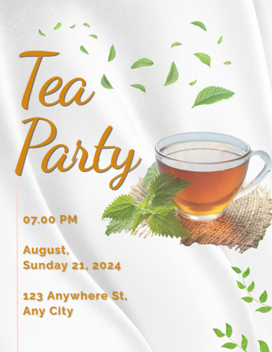 White 3d Tea Party Invitation Flyer (us Letter) Template | PosterMyWall