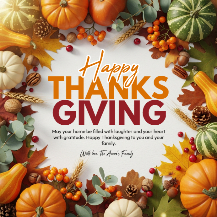 White 3d Thanksgiving Day Instagram Post Template | PosterMyWall
