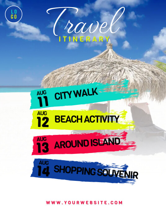 White 3d Travel Itinerary Pamflet (letter As) Template | PosterMyWall