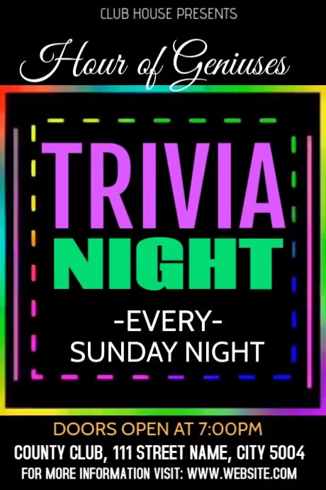 White 3d Trivia Night Ads Poster Template | PosterMyWall