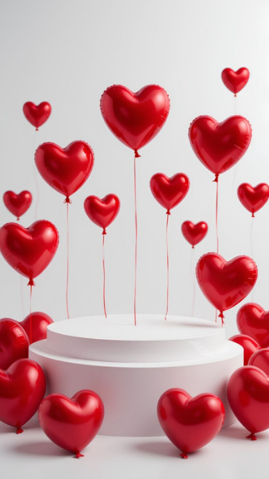 Plantilla de White 3d Valentine Day Heart Balloon Display Instagram ...
