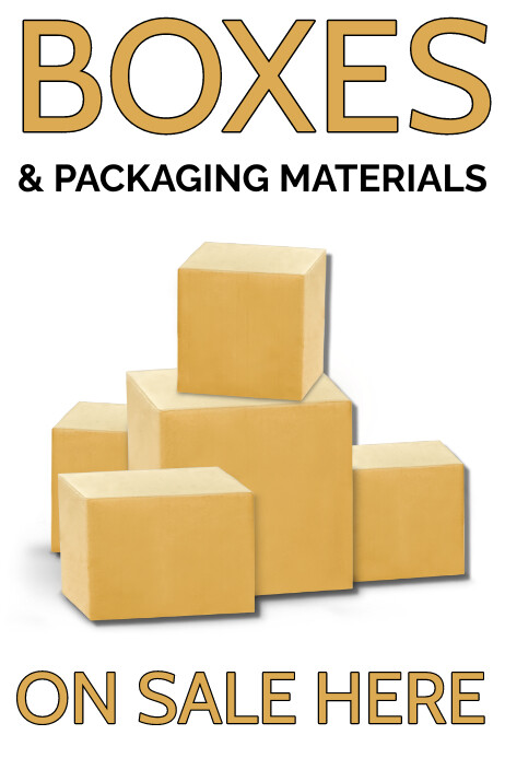 White 3D We Sell Boxes On Sale Here Poster Template | PosterMyWall