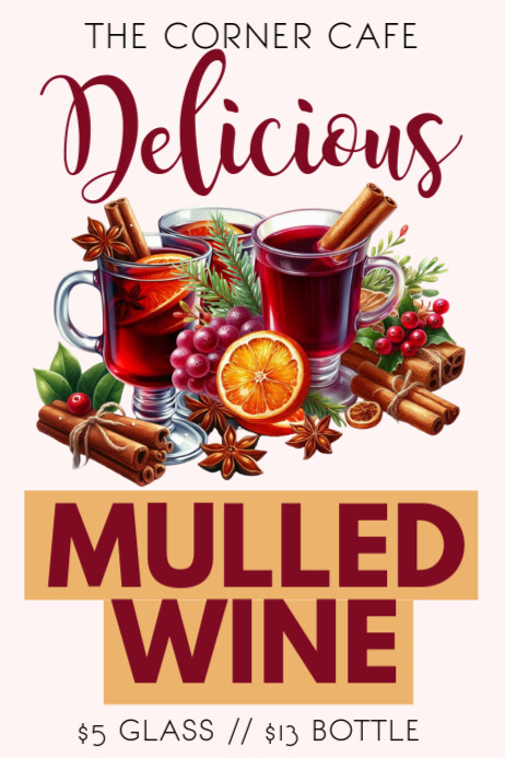 White 3d We Sell Mulled Wine Poster Template | PosterMyWall