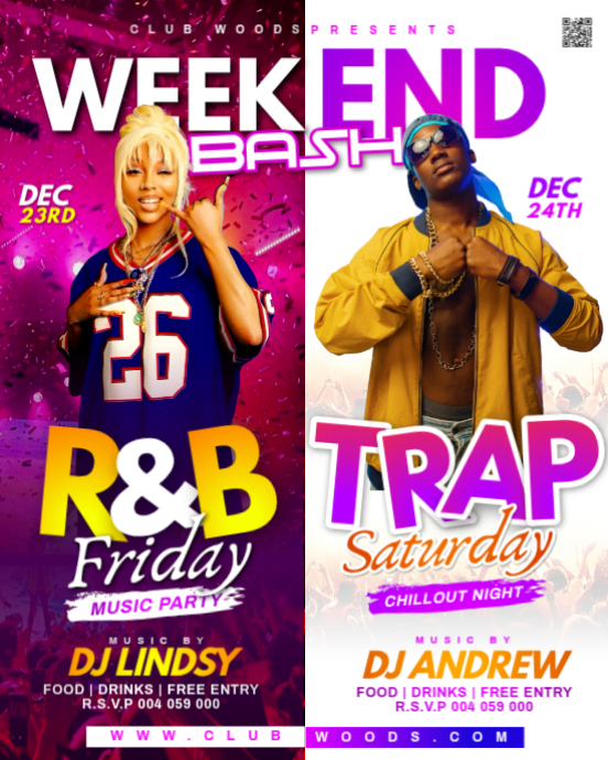 White 3d Weekend Bash Rnb Vs Trap Music Dj Rap Battle Hiphop R&b Party ...