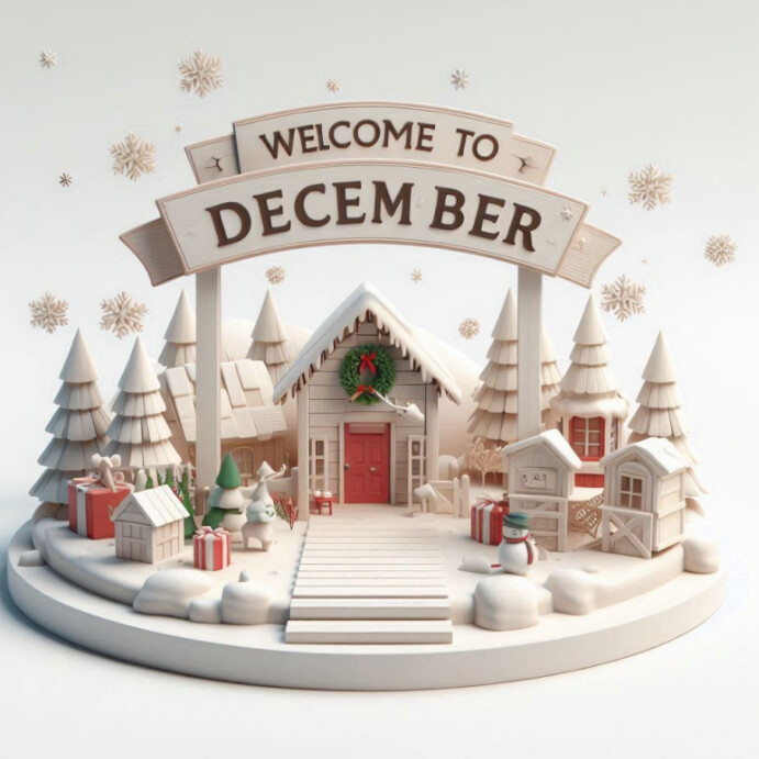 White 3d Welcome To December Instagram Post Template | PosterMyWall