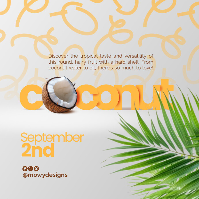 White 3d World Coconut Day Instagram Post Templat | PosterMyWall