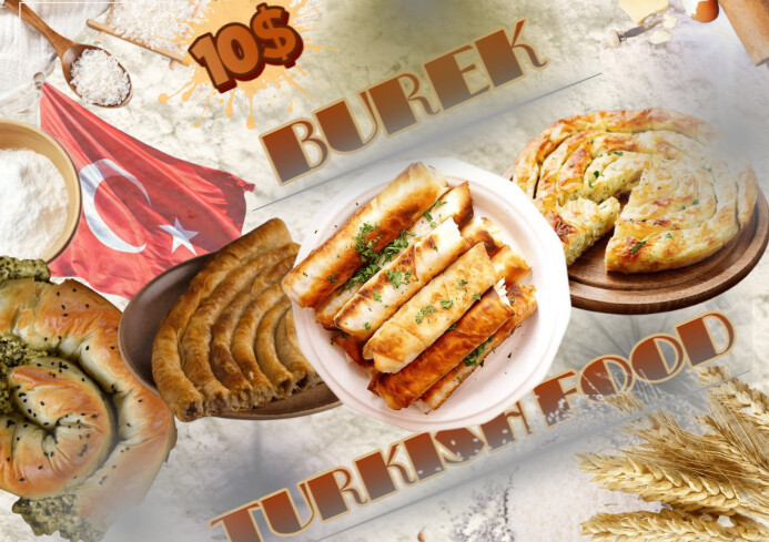 Copy of White Abstract Burek Turkish Food A4 | PosterMyWall