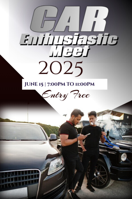 Copy of White Abstract Car Enthusiastic Meet Poster | PosterMyWall