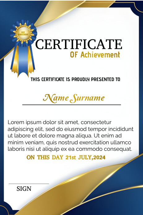 Copy of White Abstract Certificate Of Achievement Po | PosterMyWall