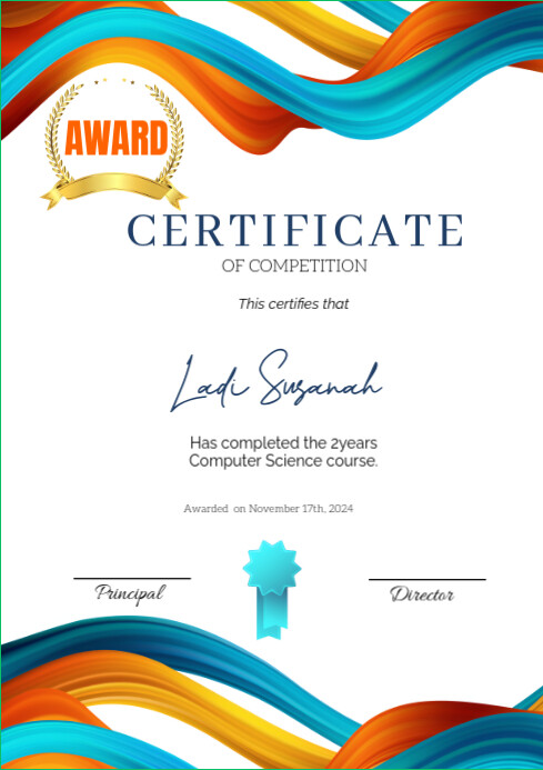 Copy of White Abstract Certificate Of Completion Template A4 | PosterMyWall