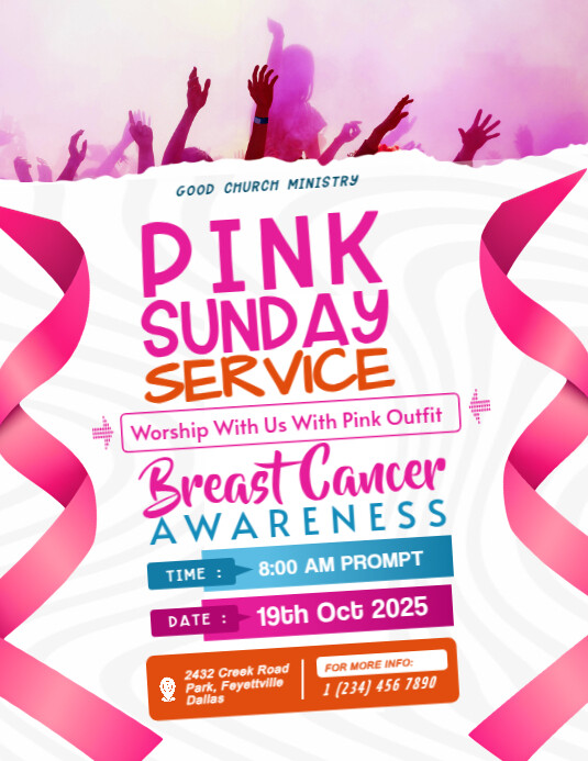 White Abstract Church Breast Cancer Awareness Program Flyer (us Letter ...