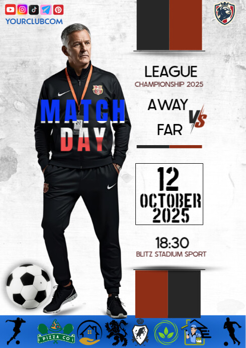 White Abstract Football Match Day Schedule A4 Template | PosterMyWall