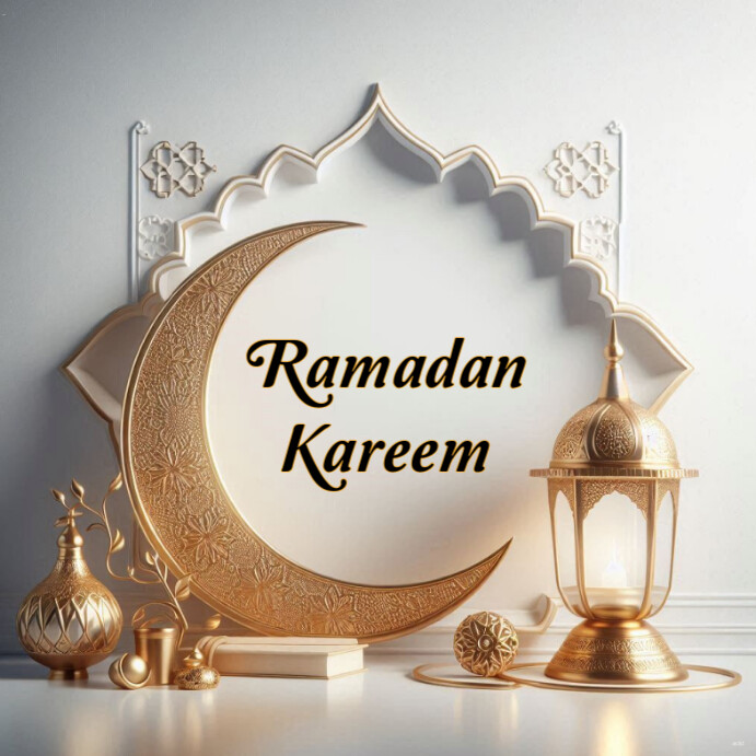 White Abstract Gold Ramadan Mubarak Greeting Frame For Ramadan Kareem ...