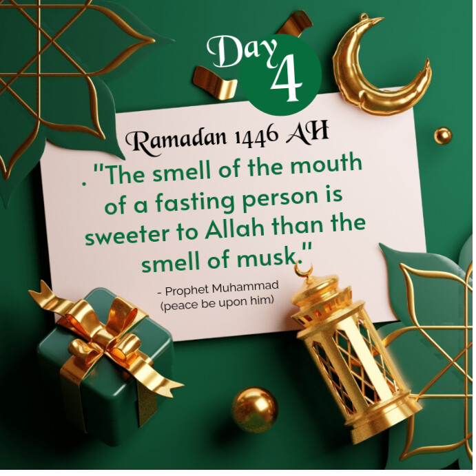 White Abstract Green Ramadan Day 4 Daily Post Hadith Quote Instagram ...