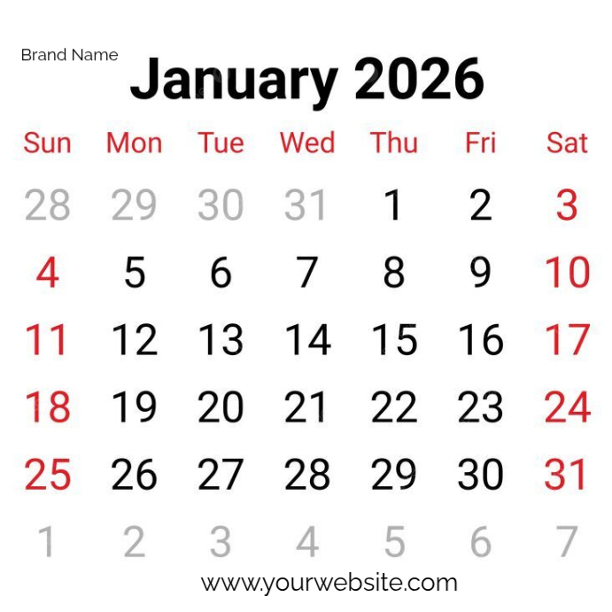 Plantilla de White Abstract January 2026 Calender Template Instagram ...