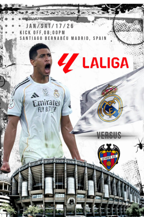 Plantilla de White Abstract La Liga Football Club Match Day 2026 Poster ...