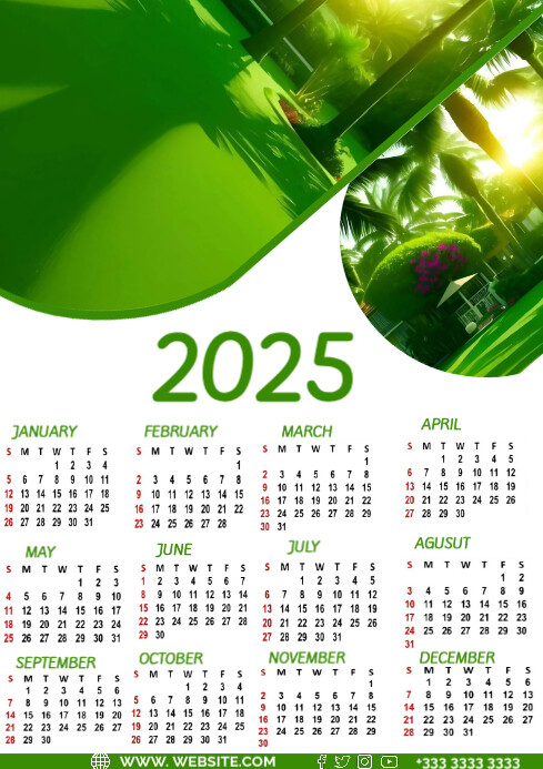 White Abstract Printable 2025 Calendar A3 Template | PosterMyWall