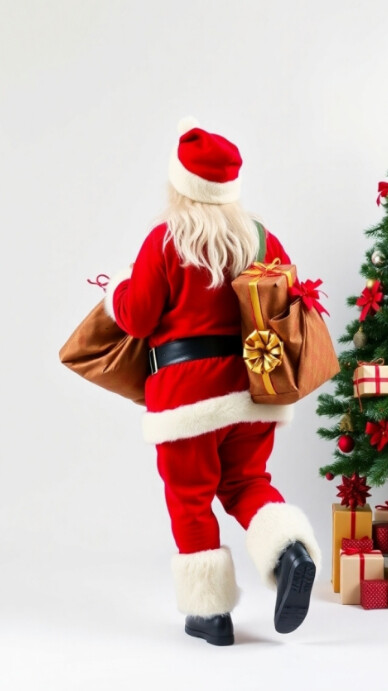 White Abstract Santa Claus Back View Digital Display (9:16) Template ...