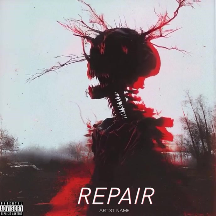 White Abstract Skeleton Album Cover. Rock Music. Alterative Album Cover ...