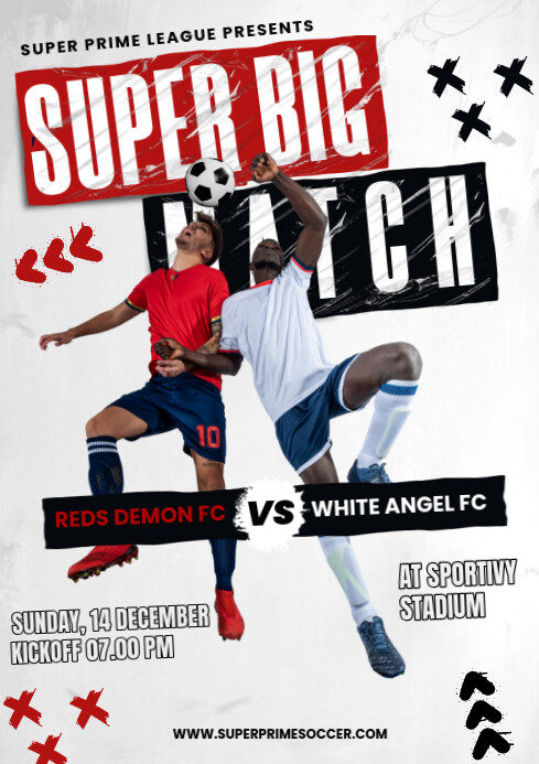 Copy of White Abstract Super Big Match Soccer Template A4 | PosterMyWall