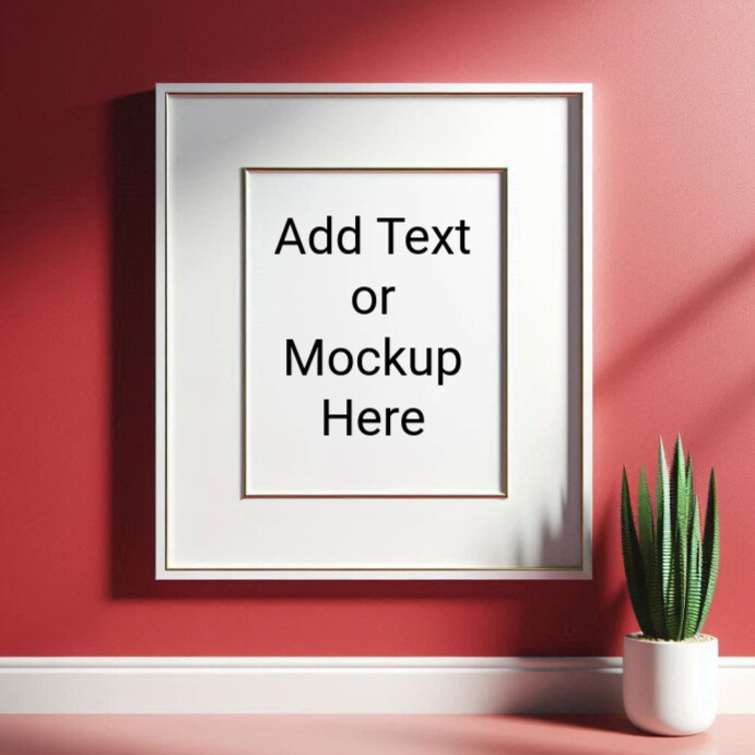 Copy of White Abstract Wall Frame On A Red Background Mockup Design ...