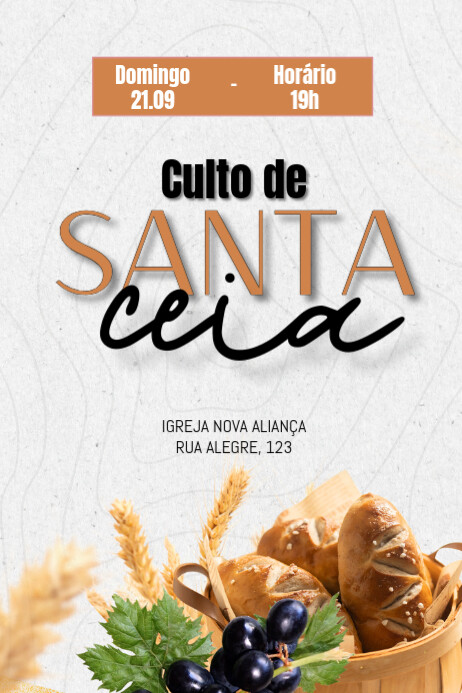 White Alegre Convite Culto De Santa Ceia Cart Template | PosterMyWall