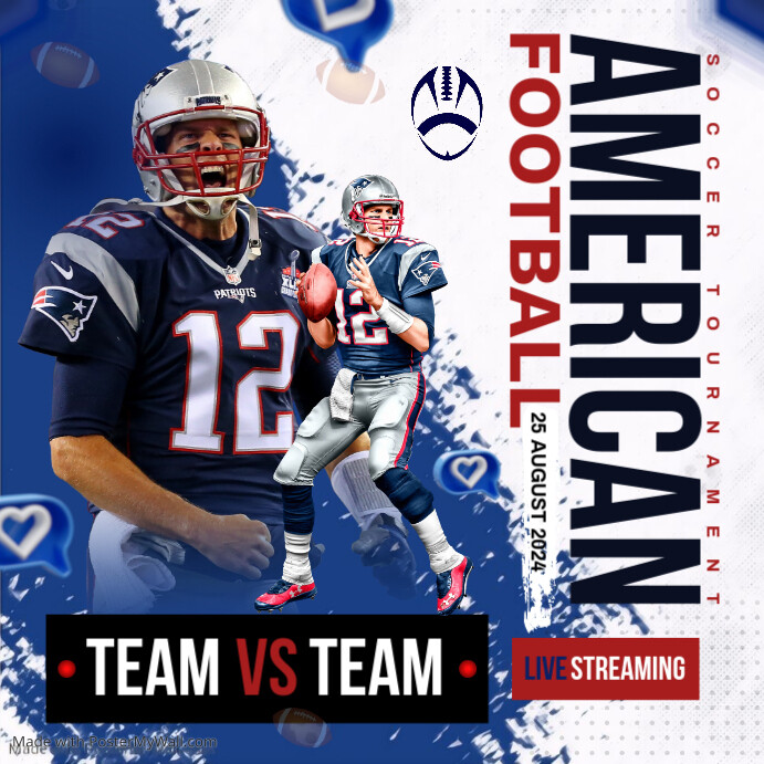 Copy of White American Football Square (1:1) | PosterMyWall