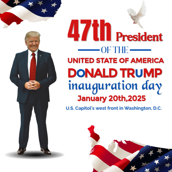Plantilla de White American Inauguration Day 2025 Instagram Post ...