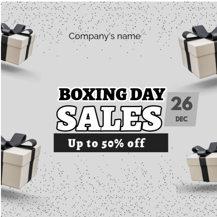 White and Black Floral Boxing Day Sales Instagram Post Template ...