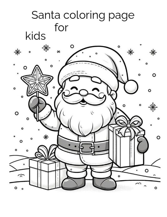 White and black Futuristic Santa Coloring Page For Kids Flyer (us ...