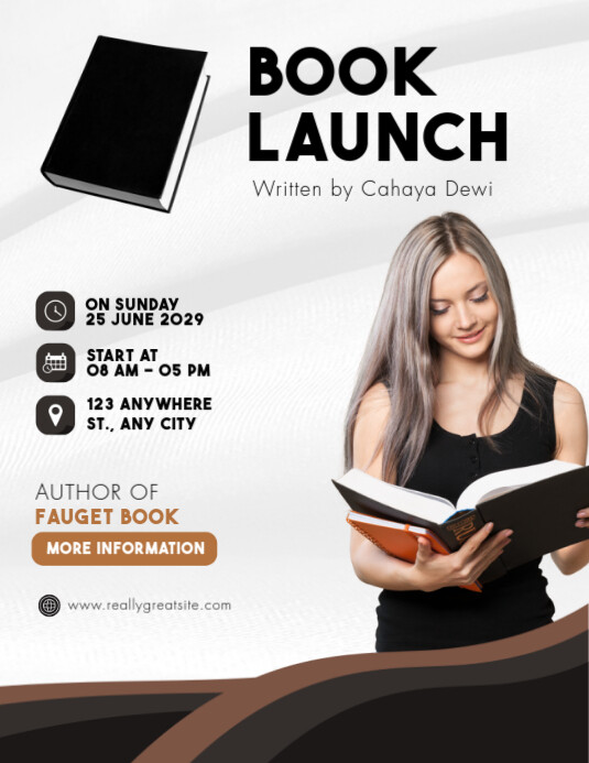 White and Black Minimalist Book Launch Flyer Template | PosterMyWall