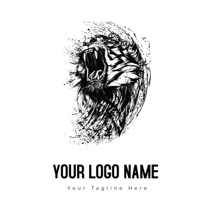Copy of White And Black Tiger Illustration Logo | PosterMyWall