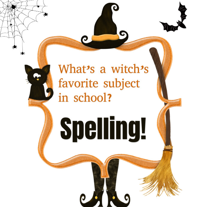 White and Black Typographic Halloween Pun Instagram Post Template ...