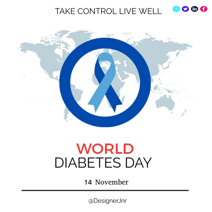 White and blue diabetes template | PosterMyWall
