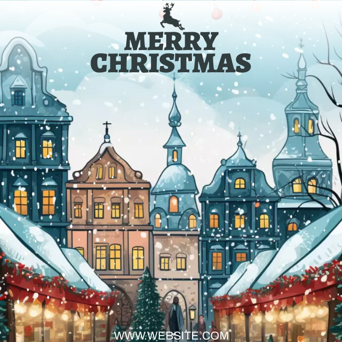 White and Blue Illustrated Christmas post Template | PosterMyWall