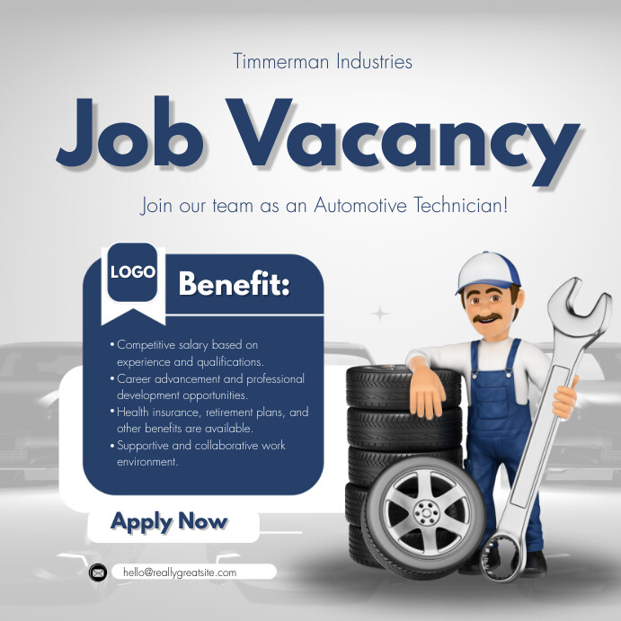 White and Blue Illustrated Job Vacancy Linked Template | PosterMyWall