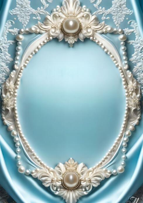 Copy of White and blue Maximalist Wedding Invitation Frame A3 ...