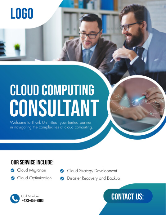 Copy of White and Blue Modern Cloud Computing Consult | PosterMyWall