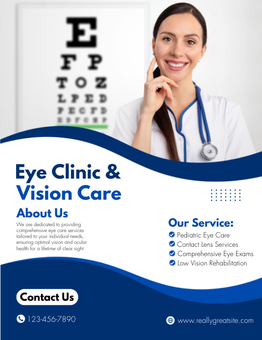 White And Blue Modern Eye Clinic And Vision C Template | PosterMyWall