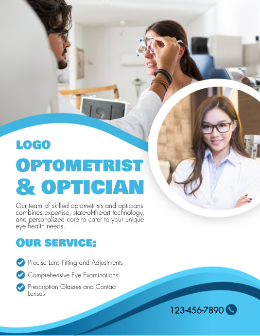 Copy of White and Blue Modern Optometrist And Opticia | PosterMyWall