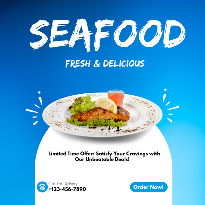 White and Blue Modern Seafood Promotion Instagram Post Template ...