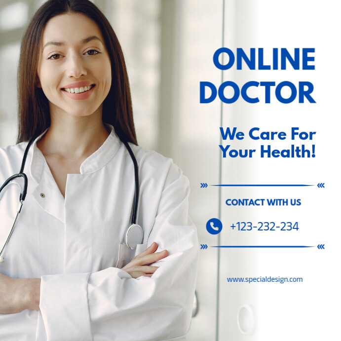 Plantilla de White and blue online doctor instagram post | PosterMyWall